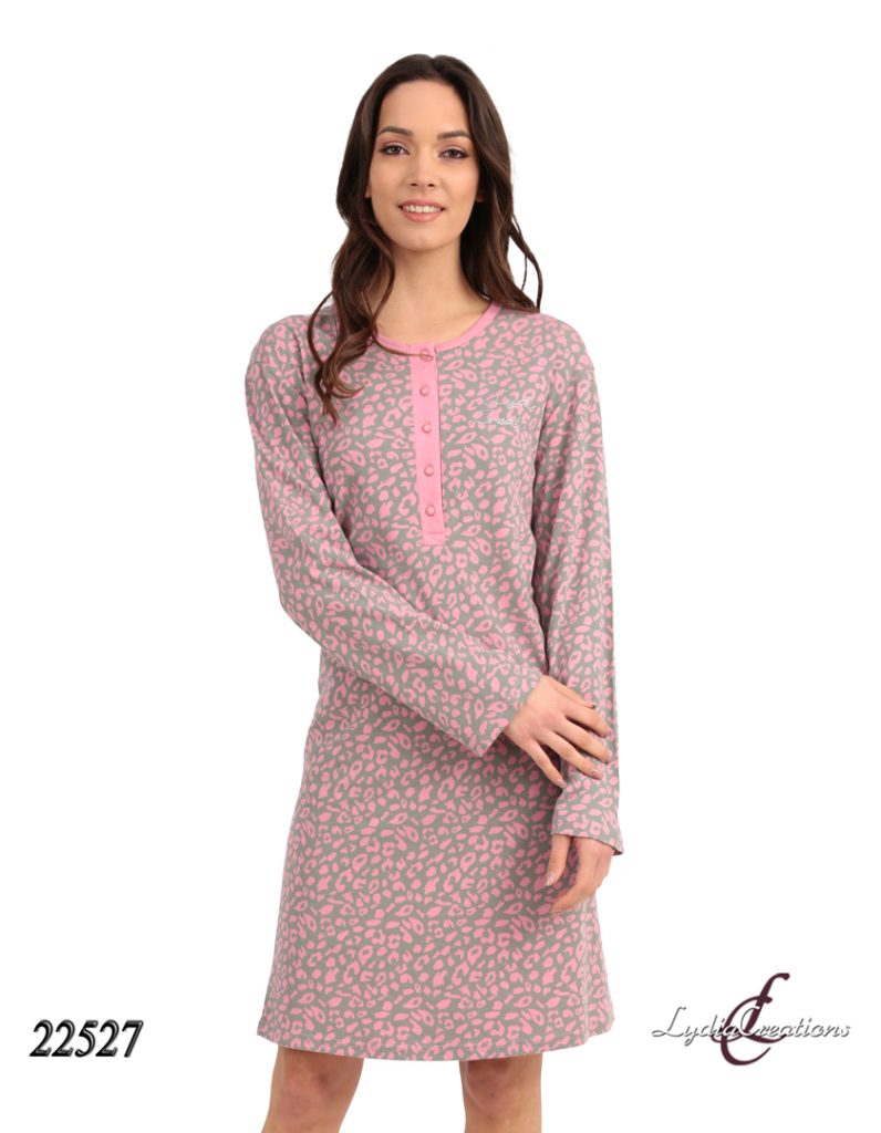 LYDIA CREATIONS NYXTIKO ΓΥΝΑΙΚΕΙO ΒΑΜΒΑΚΕΡO 22527 ΡΟΖ ΓΚΡΙ ΑΝΙΜΑΛ ΠΡΙΝΤ