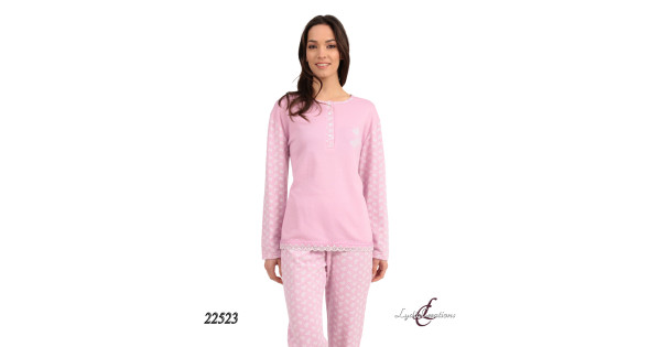 LYDIA CREATIONS ΠΥΖΑΜΑ ΓΥΝΑΙΚΕΙΑ ΒΑΜΒΑΚΕΡΗ 22523 ροζ