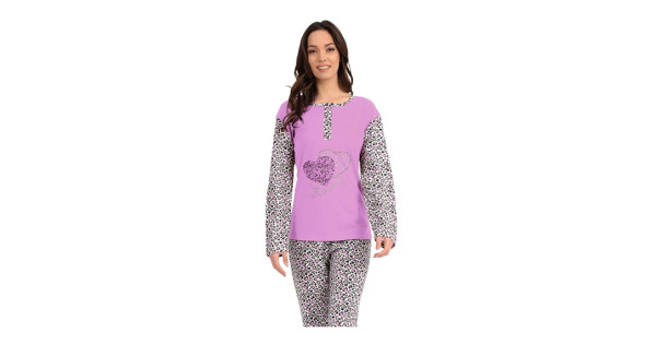 LYDIA CREATIONS SET ΡΟΜΠΑ- ΠΥΖΑΜΑ ΓΥΝΑΙΚΕΙΑ ΒΑΜΒΑΚΕΡΗ 22573 ΛΙΛΑ ΚΑΡΔΟΥΛΕΣ
